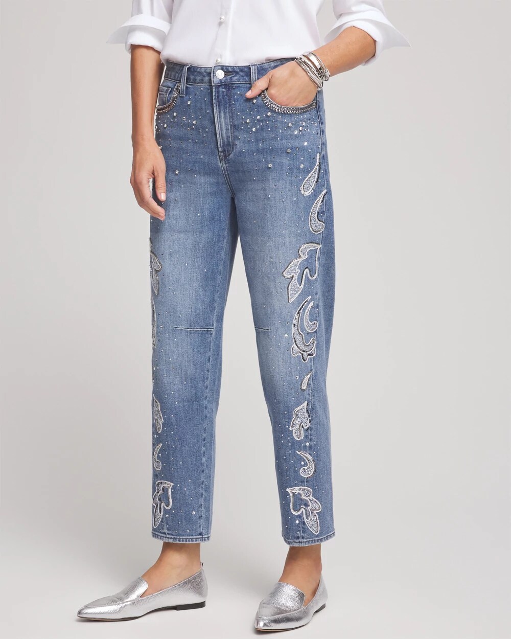 Embellished Tapered Jeans | Chico's Embellished Tapered Jeans | Chico's